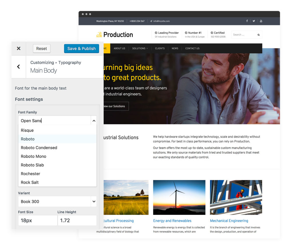 Production Free WordPress Industrial Theme - Create and Code